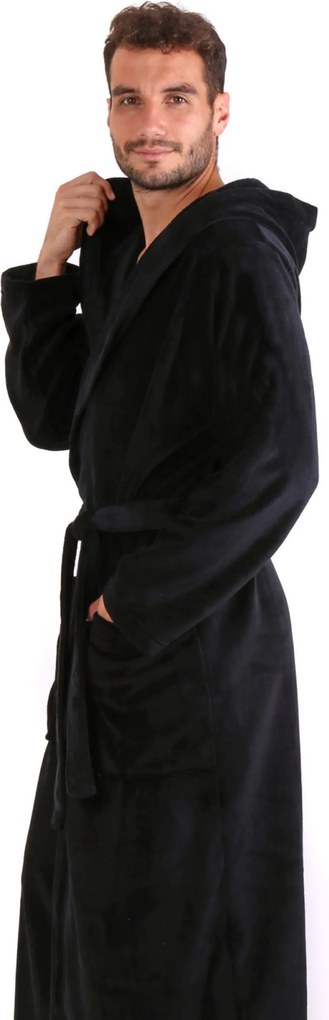 Černý župan s kapucí Tampa Beauty Black - M