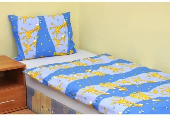 Brotex Povlečení dětské krep velká postel Žirafa modrá, Výběr zapínání:, Varianta  zipový uzávěr 8594570054164