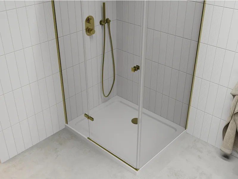 Mexen Roma sprchový kout 70 x 100 cm, čiré sklo-zlaty profil + sprchová vanička, 854-070-100-50-00-4010