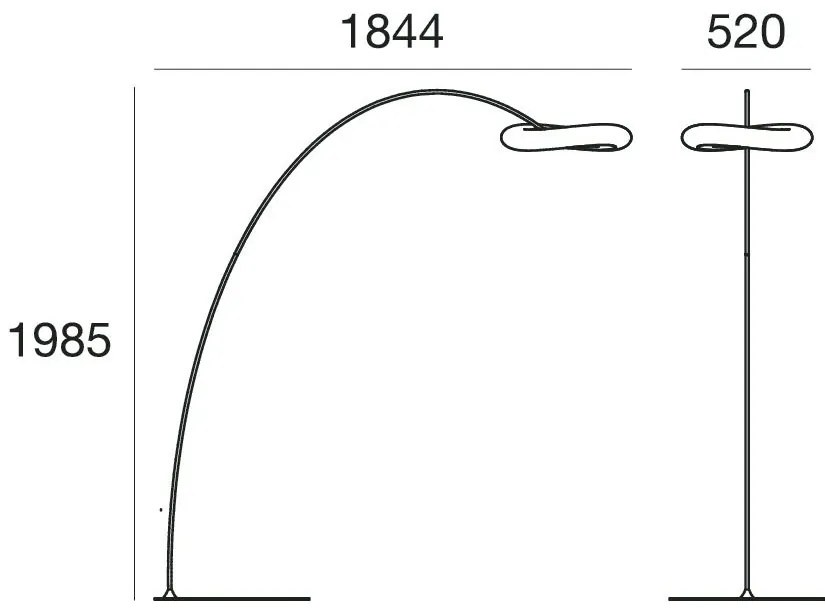 Stilnovo 8009 Mr.Magoo, oblouková stojací lampa se stmívačem, 23W LED 3000K výška 198,5cm