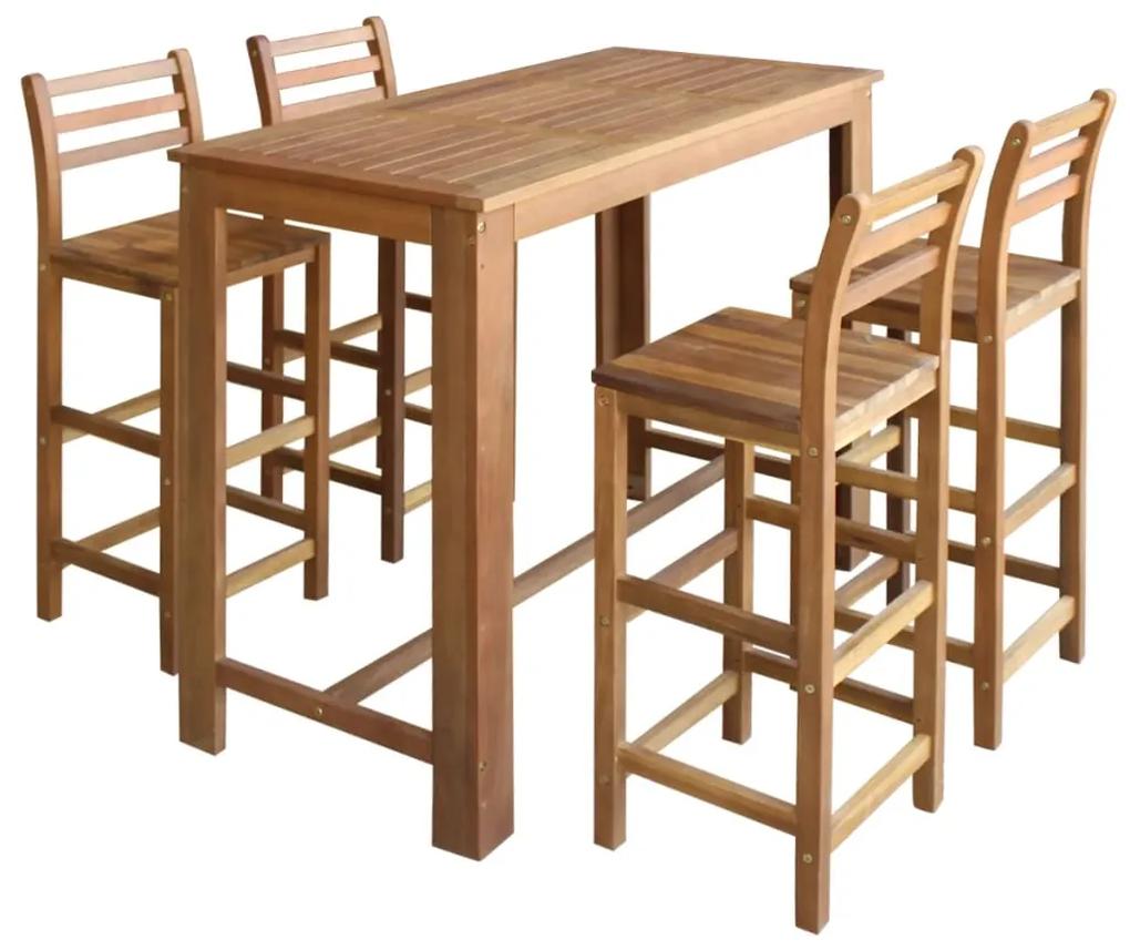 246669 vidaXL Barový stůl a židle sada 5 kusů z masivního akáciového dřeva
