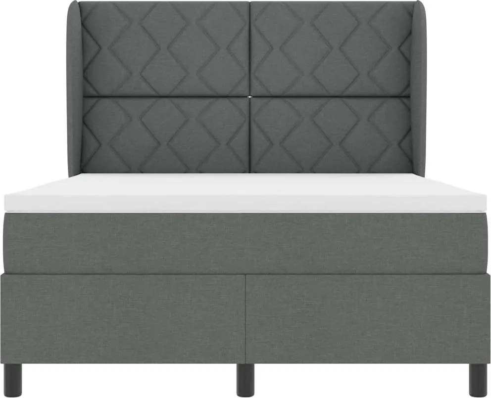 Postel s boxspringem s čelo Tmavě šedá 140 x 200 cm textil 3340628