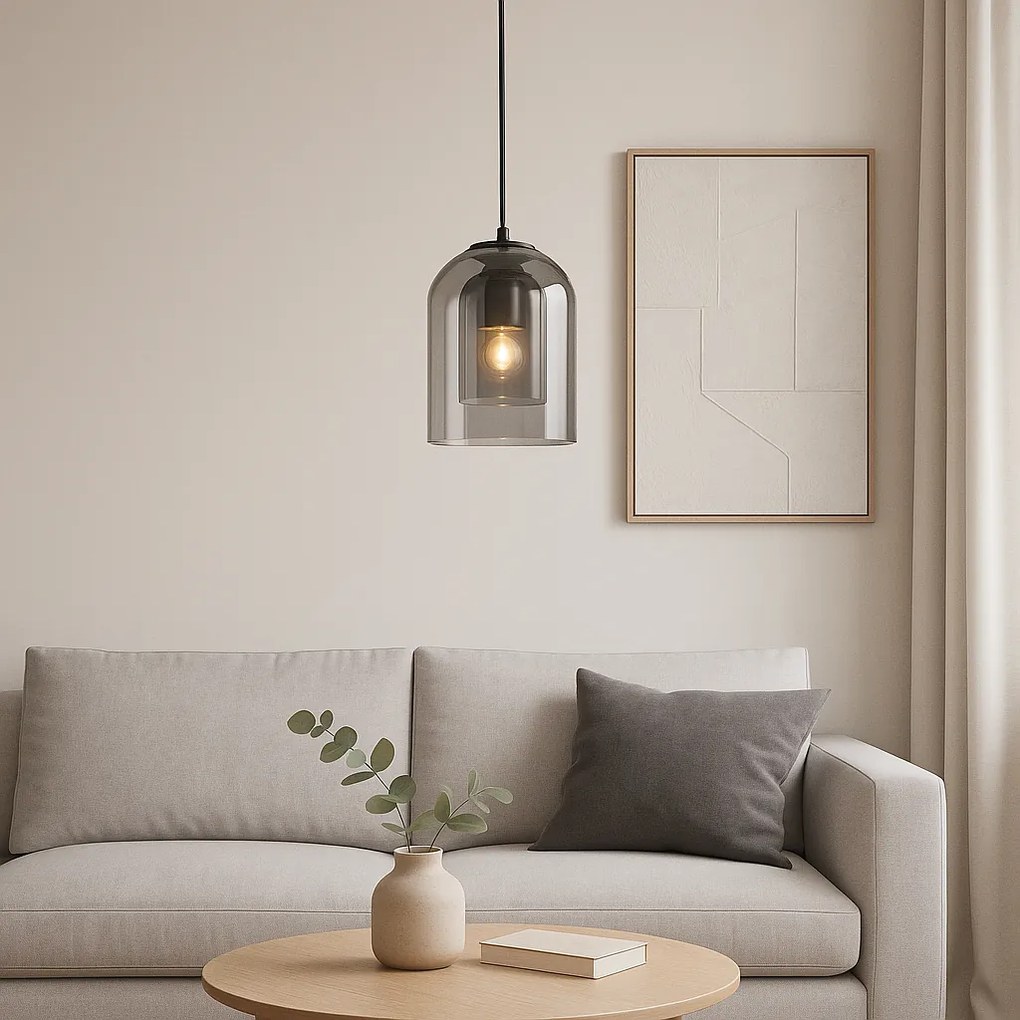 Toolight Amber, závěsné svítidlo 1xE27 APP1704-1PC, šedá-černá, OSW-04336