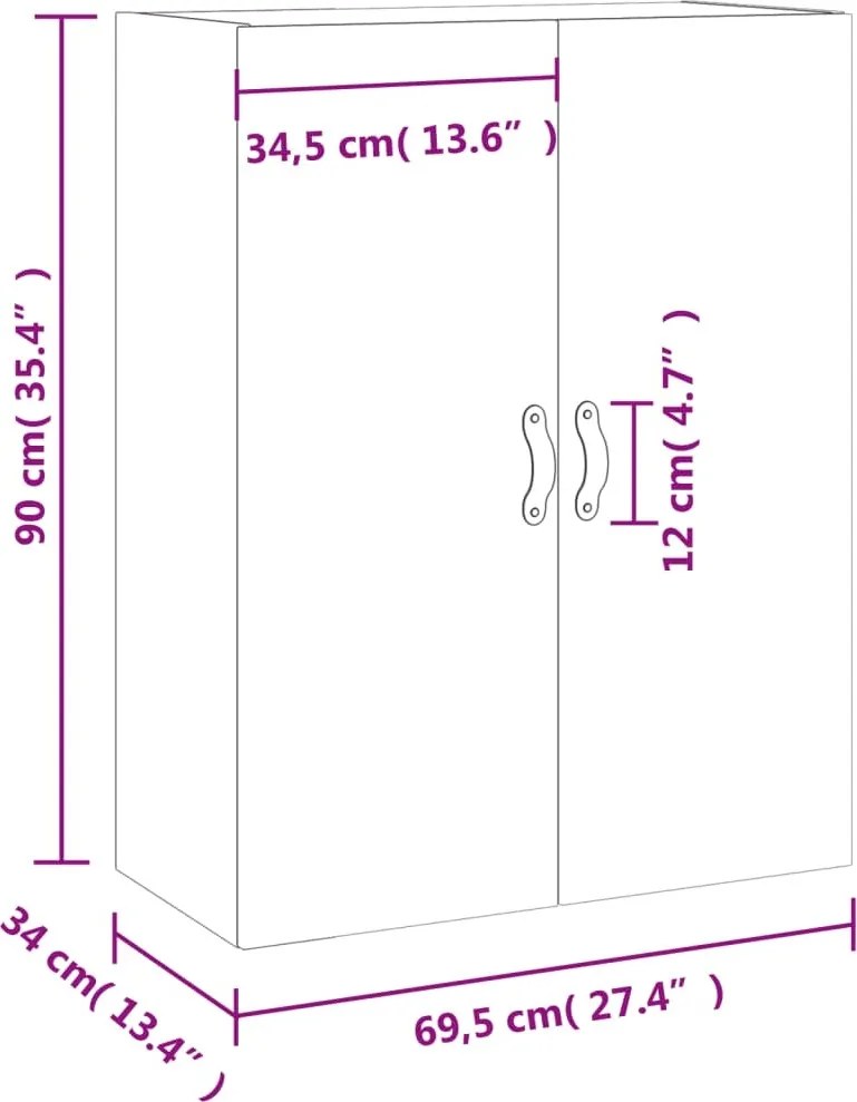 vidaXL Nástěnná skříňka 69,5 x 34 x 90 cm [828397] Barva: Betonová šedá
