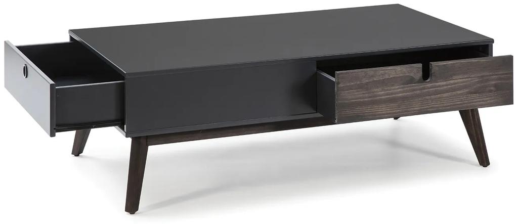Antracitově šedý dřevěný konferenční stolek Marckeric Kiara 110 x 60 cm