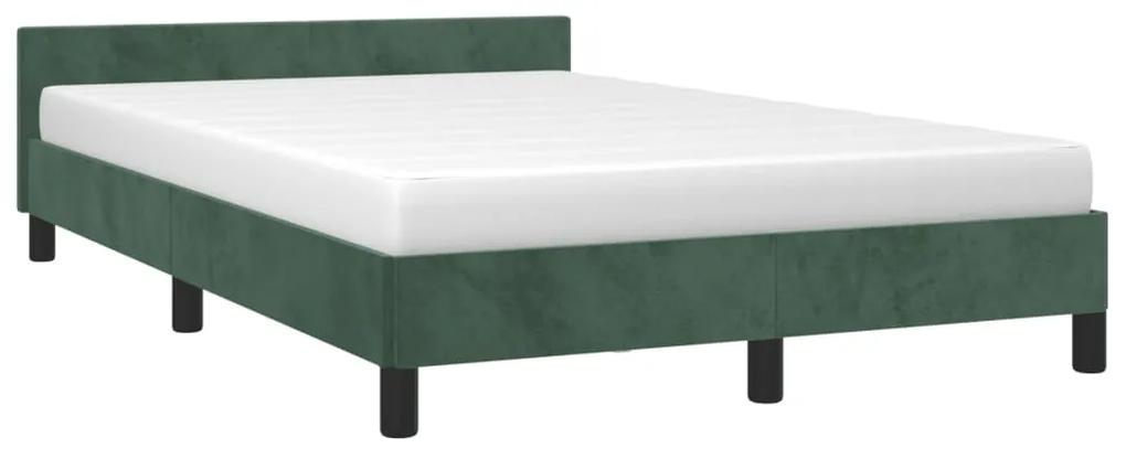 Rám postele s čelem tmavě zelený 120 x 190 cm samet