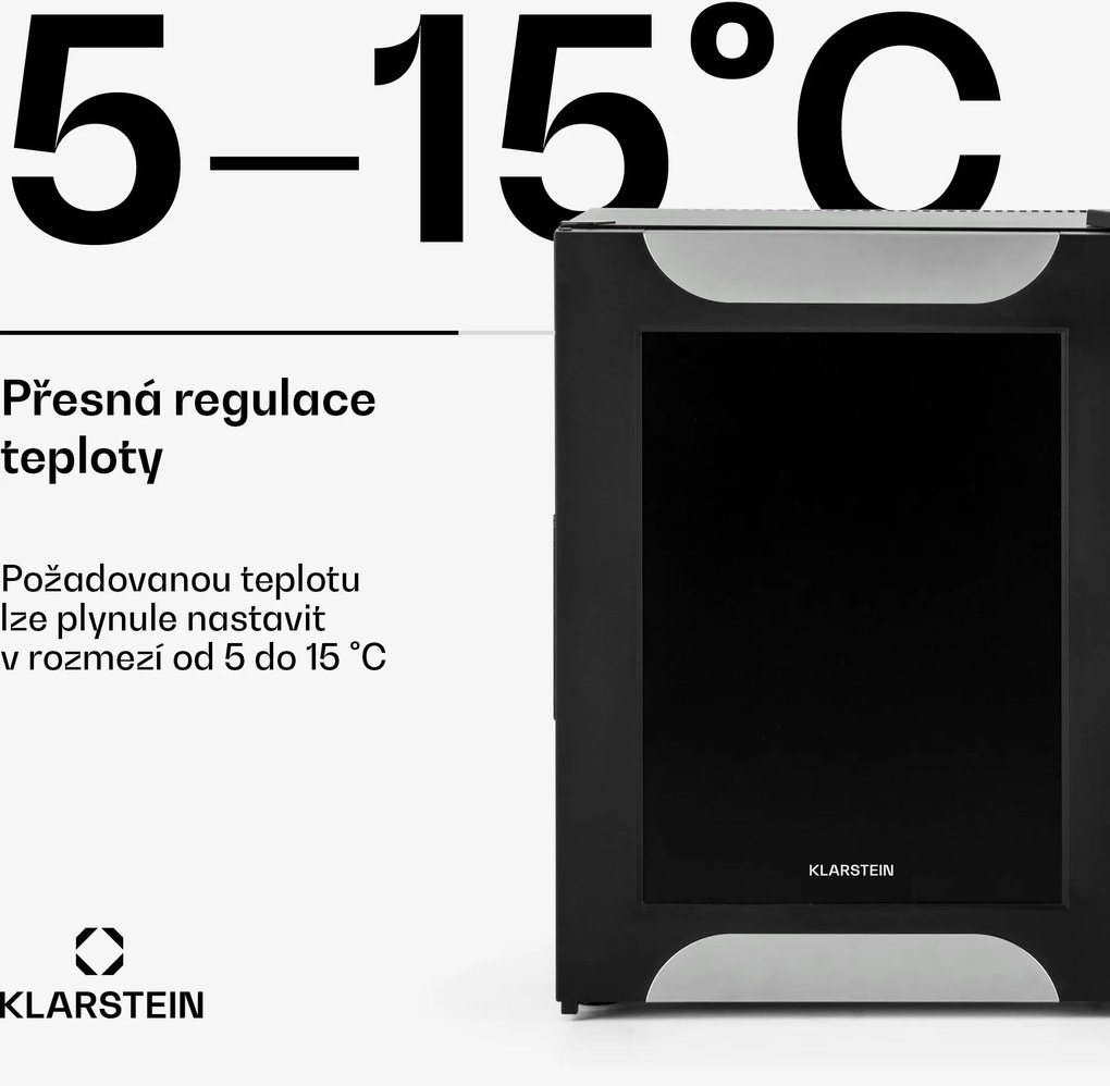 Klarstein Happy Hour 33, minibar, 33 l, 5-15 °C, energetická třída G, tichý, 25 dB, LED osvětlení, černý