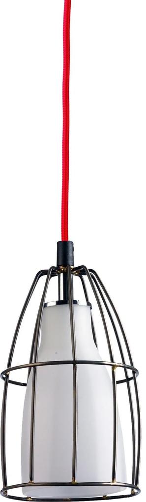 Lampa Frame ocelová červený kabel S černá