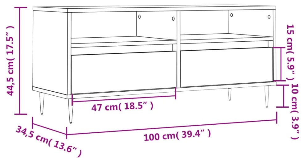 TV skříňka betonově šedá 100 x 34,5 x 44,5 cm kompozitní dřevo