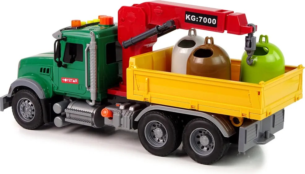 LEAN Toys Nákladní auto, jeřáb, doprava, odpadkový koš, zvuk