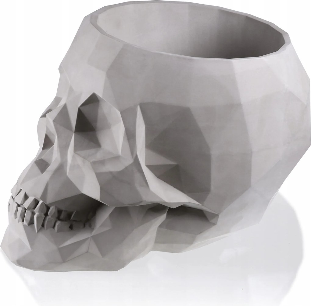 Skull Low-Poly Nenatřený květináč 11 cm