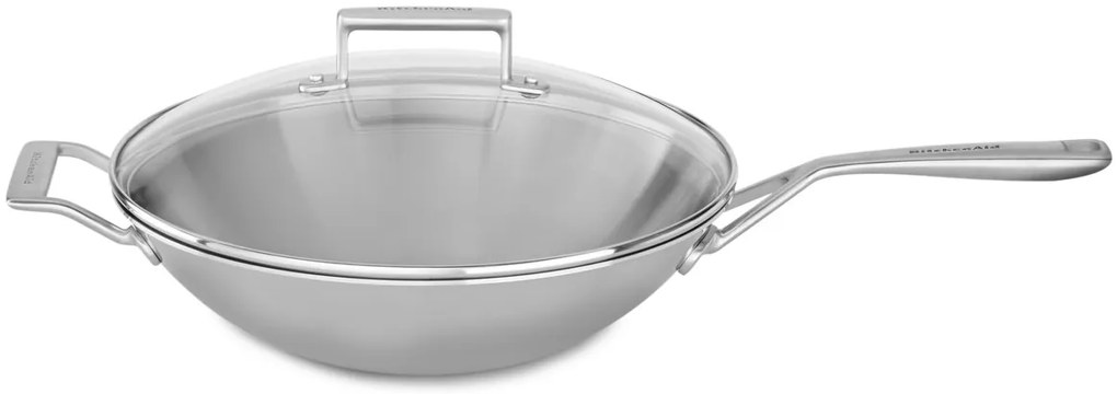 Pánev WOK s poklicí a plochým dnem KitchenAid 33 cm