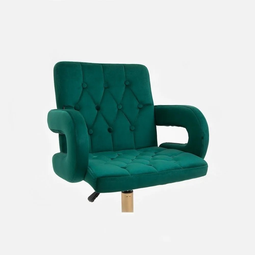 LuxuryForm DESIGN Otočná židle BOSTON VELUR na zlaté podstavě s kolečky - zelená