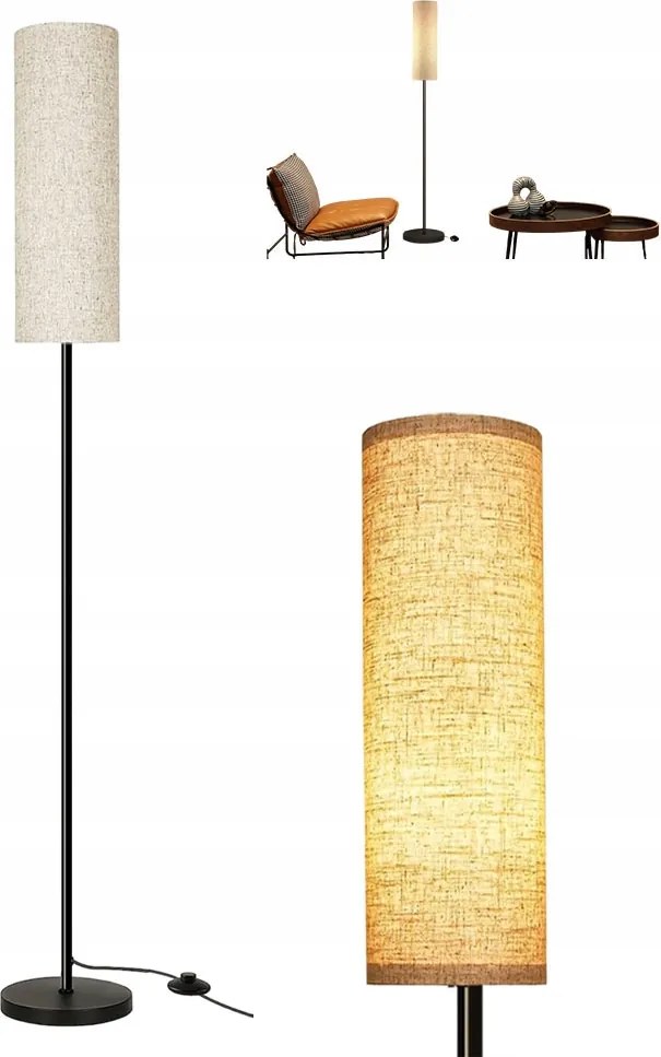 Podlahová Lampa 175 CM Moderní 12W 3 Barvy Světla E27 Nožní Spínač