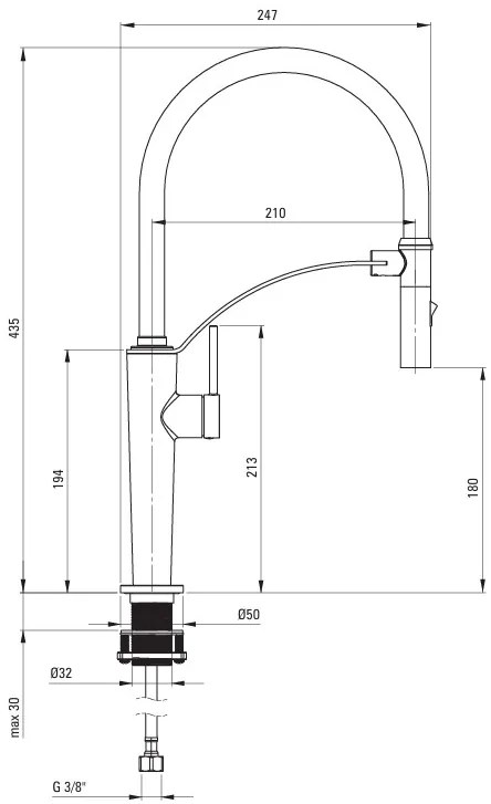 Deante Corda, vysoká dřezová baterie se silikonovým ramenem a sprškou, černá matná, DEA-BRC_N72M
