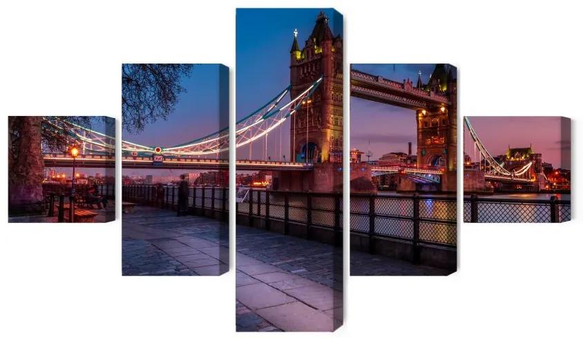 Vícedílný obraz Tower Bridge V Londýně Při Západu Slunce Nedostatek Nedostatek Plátno Canvas 250x150