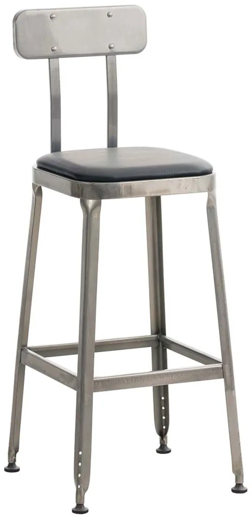 Industriální kovová barová židle Easton, kov / čalounený sedák