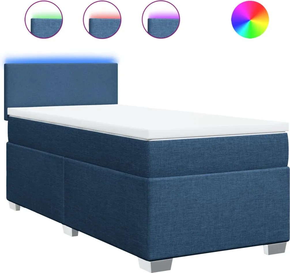 Box spring postel s matrací modrá 80x200 cm textil 3288014
