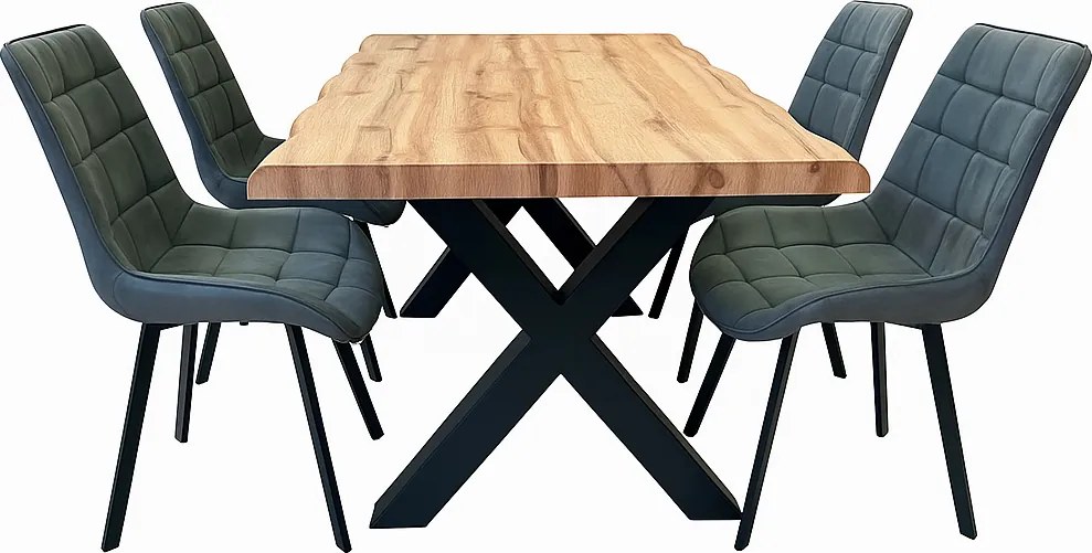 Vikio Jídelní set pro 4 osoby 140x90 cm dub, šedá samet VJS114-41S-S