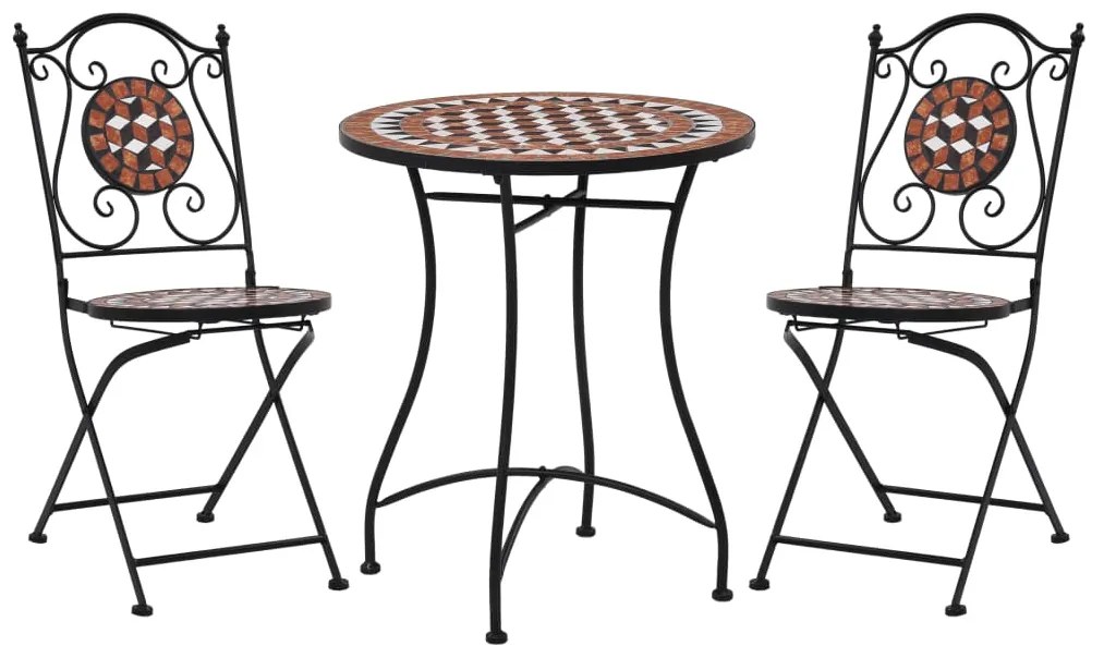 279689 vidaXL 3dílný mozaikový bistro set keramický terakotový