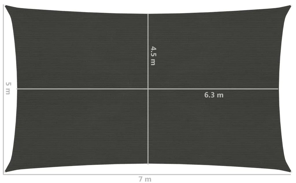 vidaXL Marketos Stínící plachta 160 g/m² antracitová 5 x 7 m HDPE