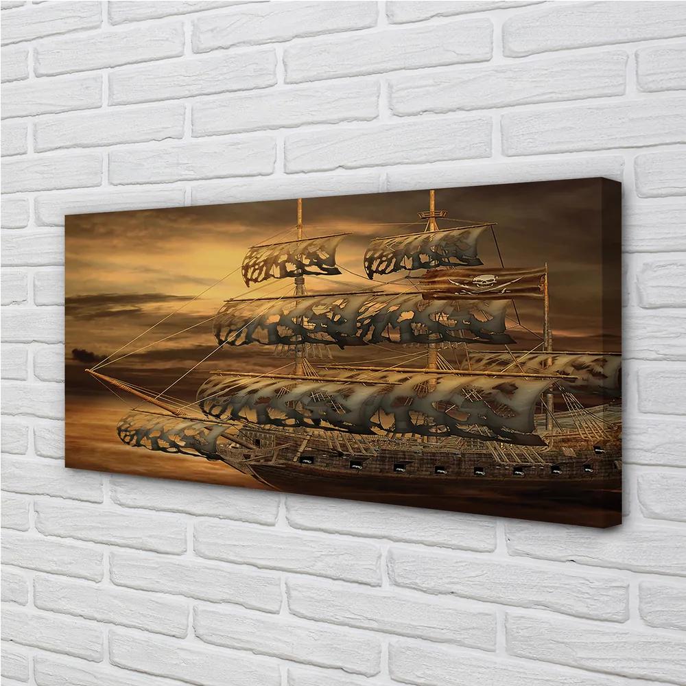 Obrazy na plátně mořská loď mraky 120x60 cm