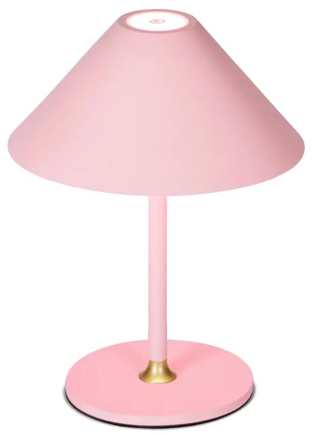 OnaDnes -20% Pastelově růžová plastová nabíjecí stolní LED lampa Halo Design Hygge 19,5 cm