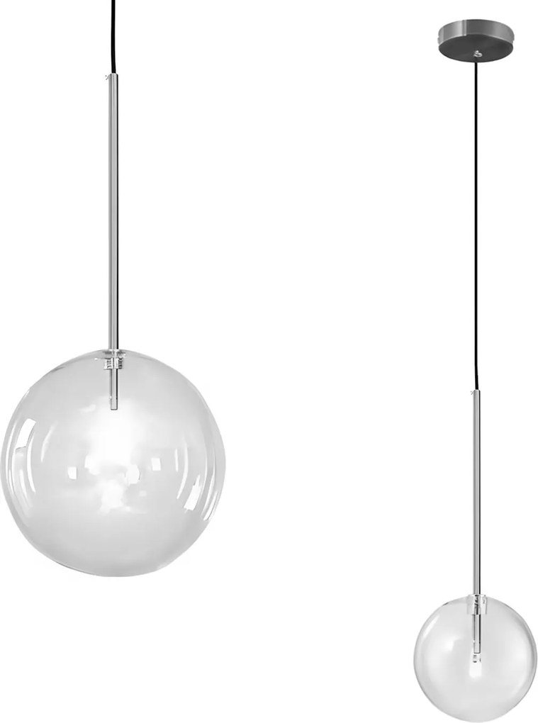 Toolight Rea, Skleněné kulové závěsné stropní svítidlo 15cm APP1682-1CP, OSW-04302