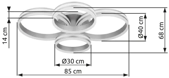 Globo 67260-90 - LED Stm. stropní svítidlo RUBIO LED/90W/230V 68x85 cm + DO