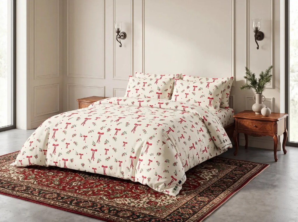 Polybavlněné povlečení HOLLY BOWS POLY barevné Rozměr povlečení: 70 x 90 cm | 140 x 220 cm