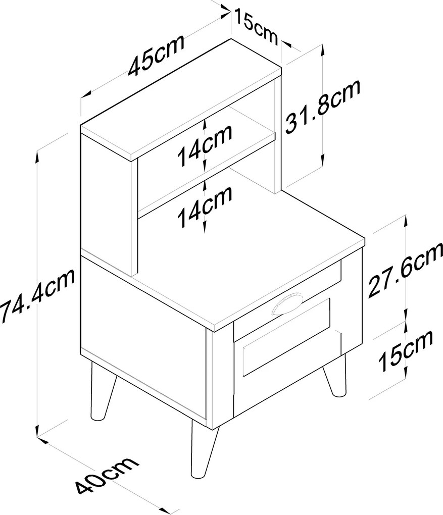 LENTINO noční stolek se zásuvkou, bílá