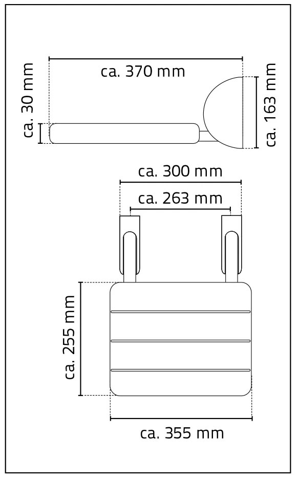 Ridder Senior program Sedačka do sprchy sklopná, nosnost 125 KG - bílá - 36 x 25 cm A041101