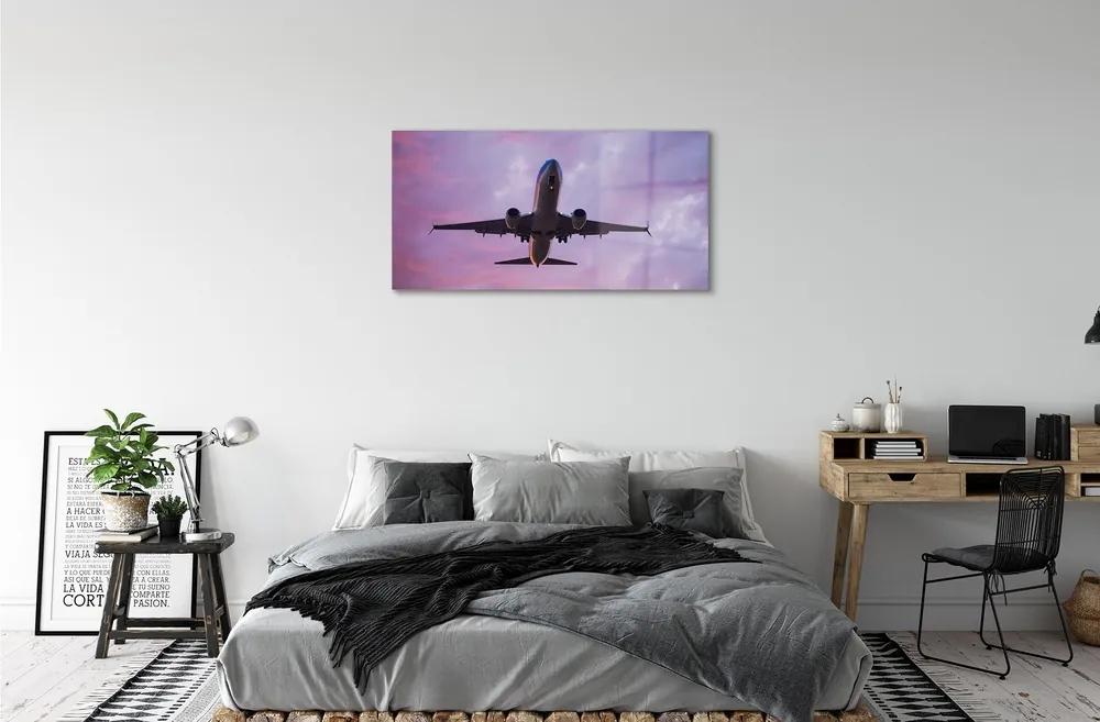 Obraz na skle Mraky obloha letadlo 120x60 cm