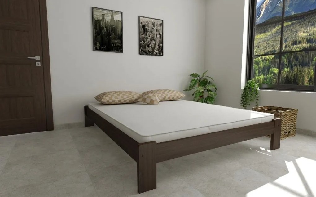 ComfortMatrace Postel z masivu borovice AURORA+rošt ZDARMA 80x200 cm Barva: ořech