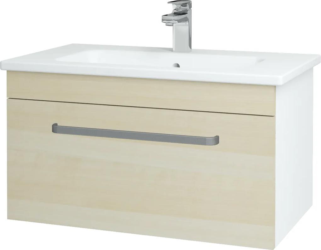 Dřevojas - Koupelnová skříň ASTON SZZ 80 - N01 Bílá lesk / Úchytka T01 / D02 Bříza 130961A
