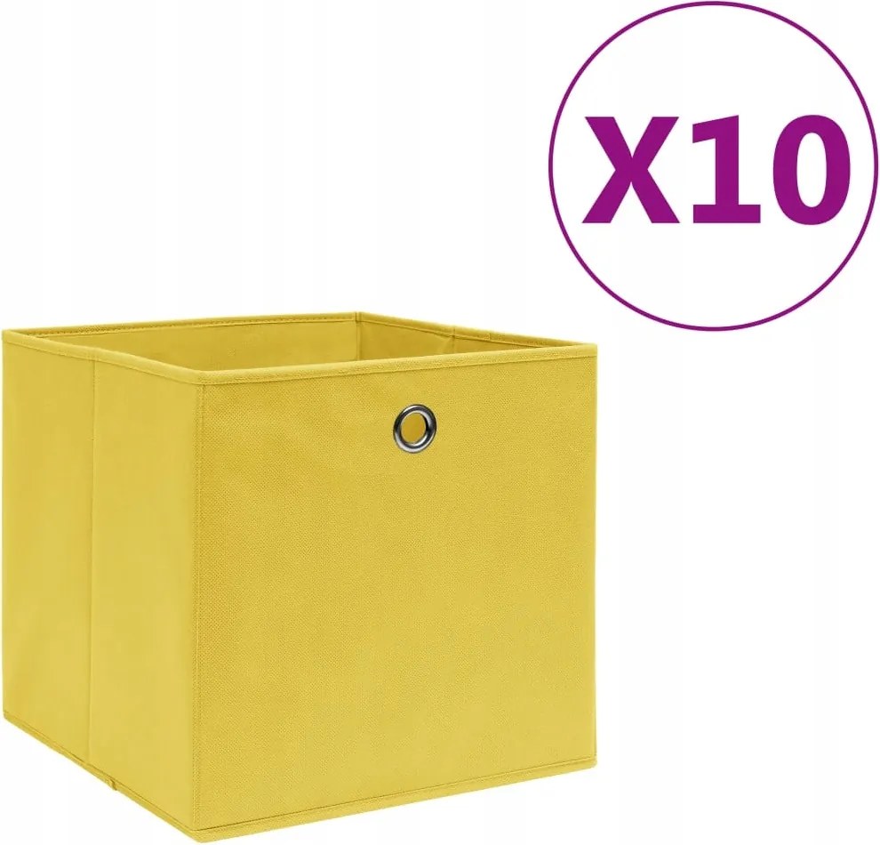 Fionshop 263026987 Úložné boxy 10 ks netkaná textilie 28 x 28 x 28 cm žlu