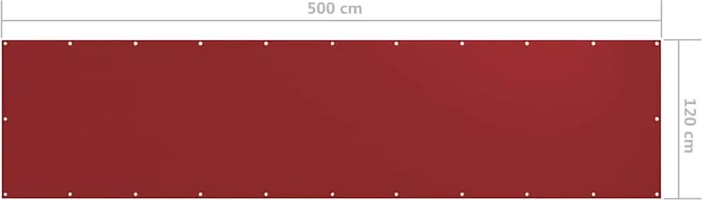 Balkónová zástěna červená 120 x 500 cm oxfordská látka 135042