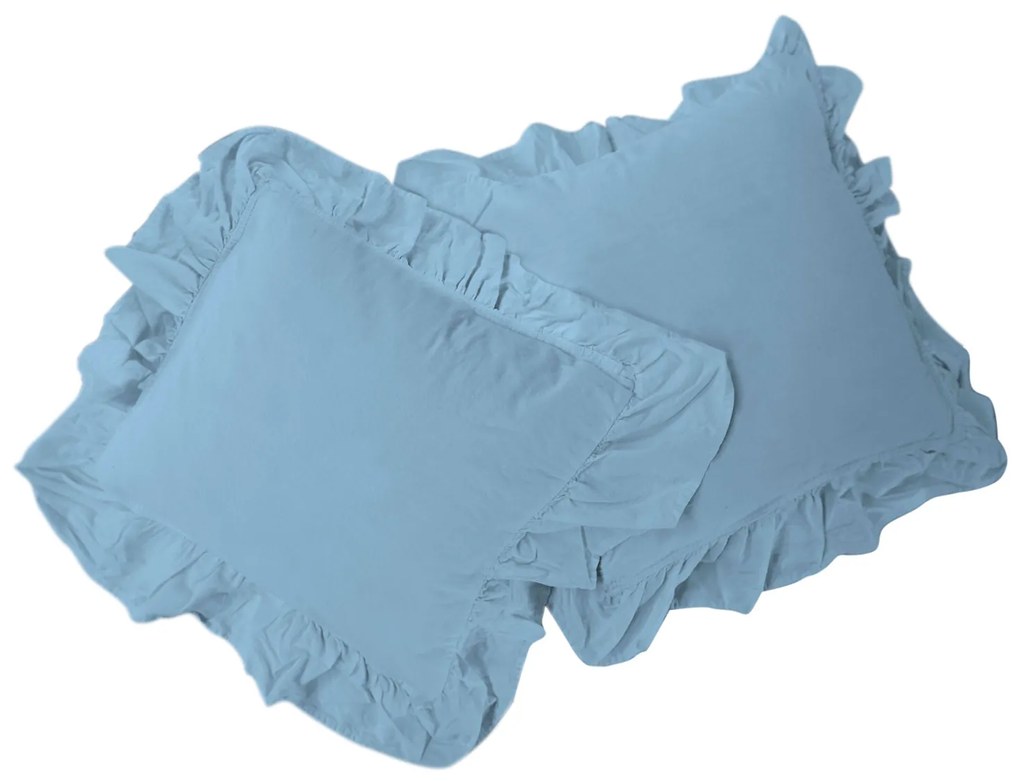 SADA DEKORAČNÍCH POVLAKU NA POLŠTÁŘ STONEWASHED 2 KS 40X40 CM SVĚTLEMODRÁ