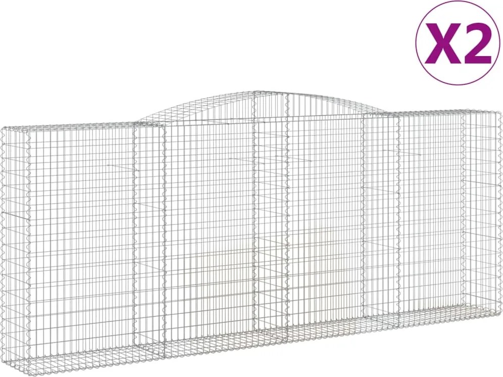 Klenuté gabionové koše 2 ks 400x50x160/180cm pozinkované železo 3147035