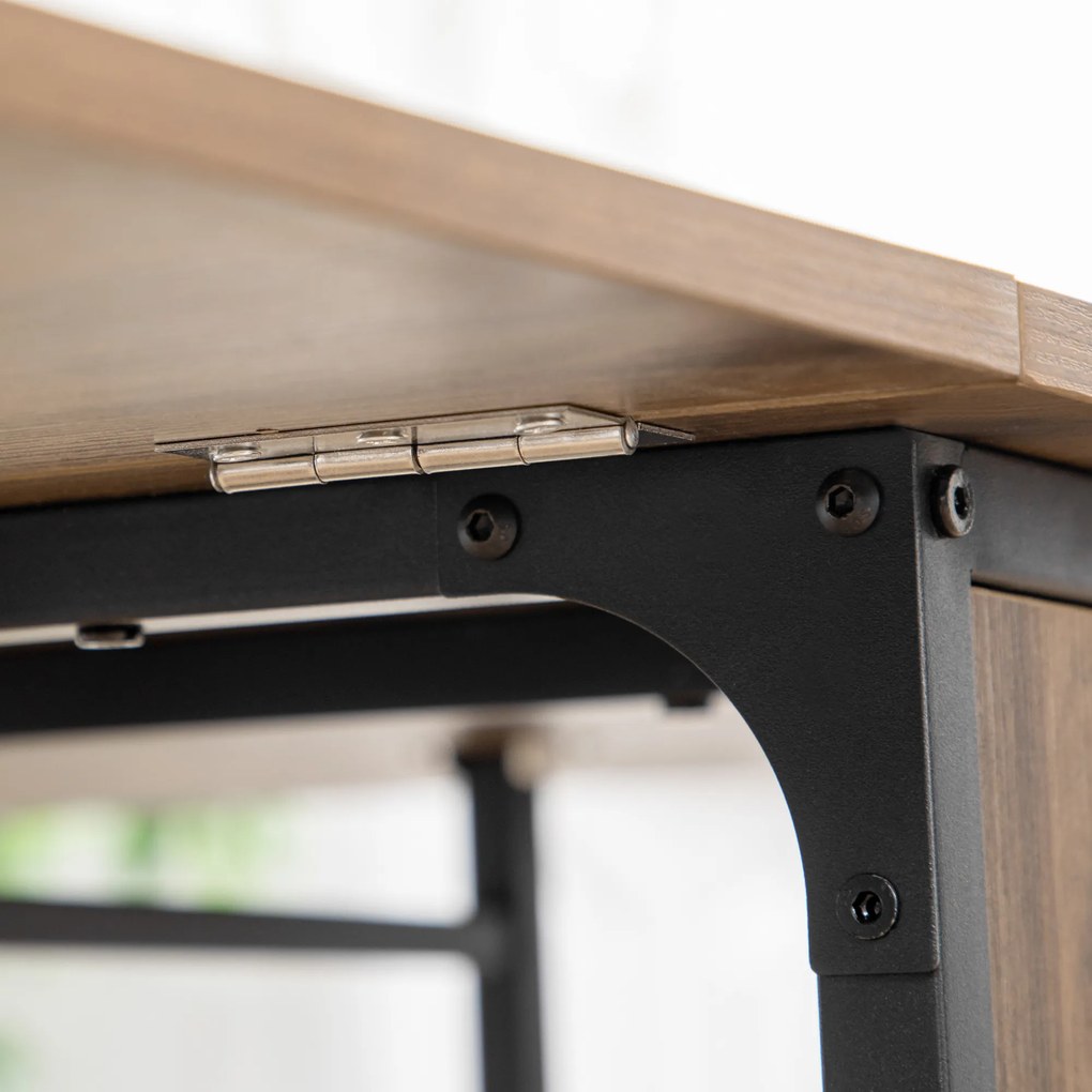 Jídelní stůl HOMCOM skládací pojízdný pro 6 osob, úložný prostor pro malé místnosti, do 50kg, 130x80x74cm, světle hnědý
