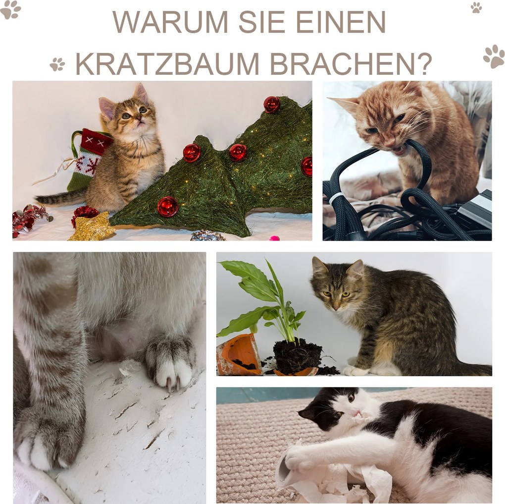PawHut škrabadlo, kočičí strom pro malé kočky, s míčky na hraní, škrabadlo, hrazdičky, stabilní, tmavě šedá | Aosom