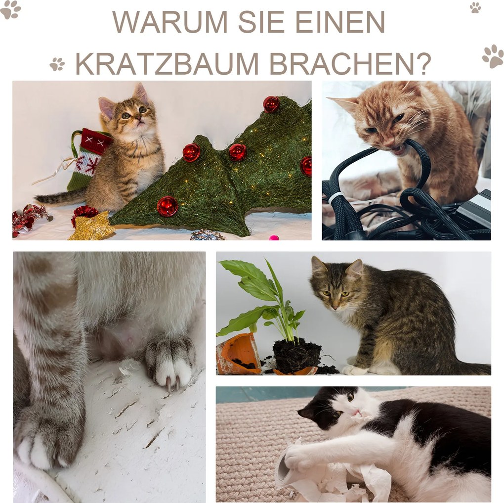 PawHut škrabadlo, kočičí strom pro malé kočky, s míčky na hraní, škrabadlo, hrazdičky, stabilní, tmavě šedá