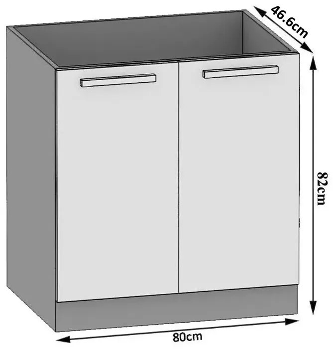 Kuchyňská skříňka Belini dřezová 80 cm královský eben bez pracovní desky TOR SDZ80/0/WT/HK/0/B1