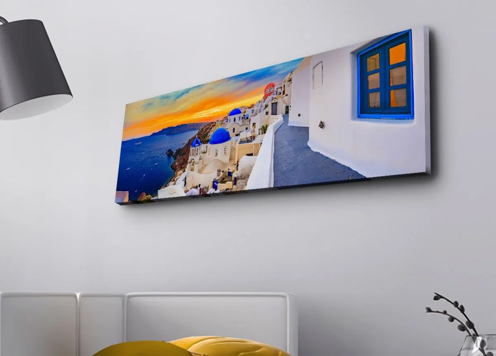 Obraz s LED osvětlením SANTORINI 30 x 90 cm