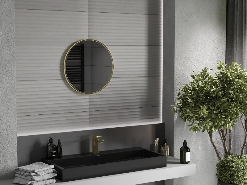 Mexen Loft, kulaté koupelnové zrcadlo 50 cm, barva rámu zlatá lesklá, 9850-050-050-000-50