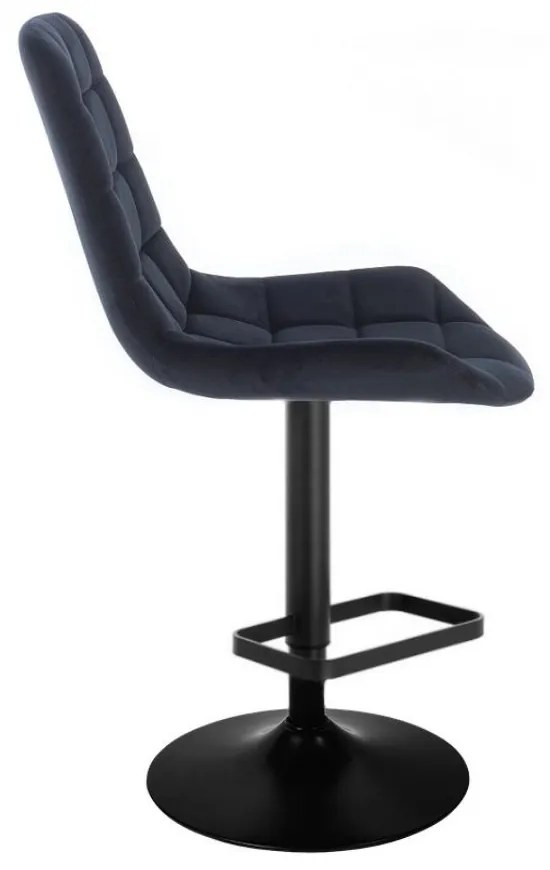 LuxuryForm DESIGN Barová židle PARIS VELUR na černé kulaté podstavě - černá