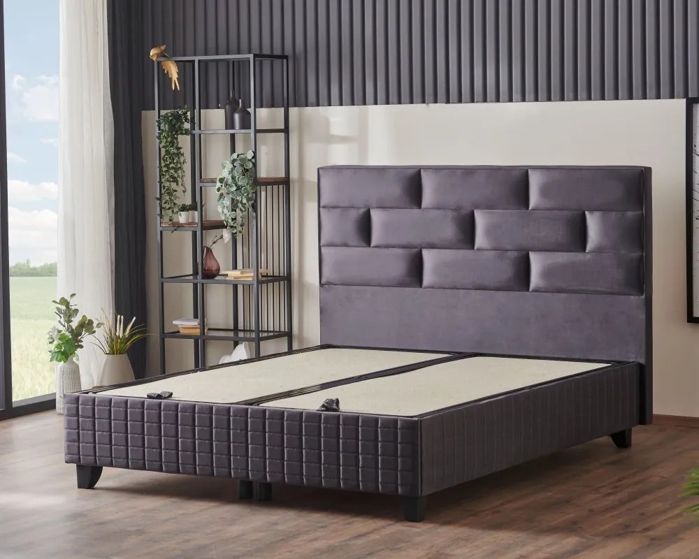 Čalouněná postel NATIVE s matrací - antracit 100 × 200 cm