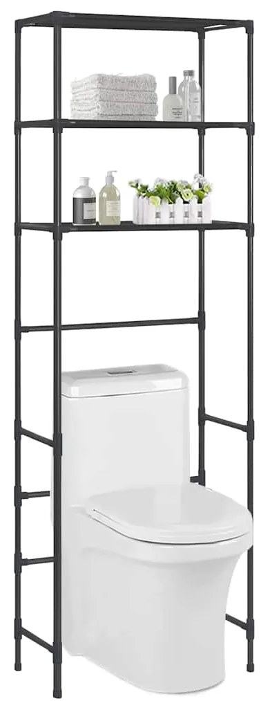 3patrový úložný regál nad WC černý 53 x 28 x 169 cm 288329
