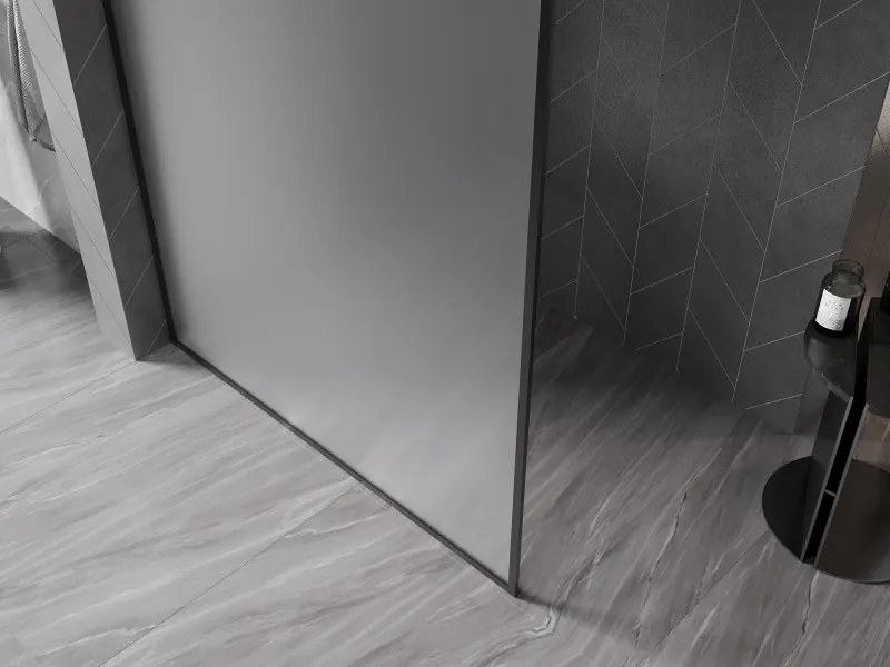 Mexen, Mexen Kioto-XF sprchová stěna s rámem 50 x 202 cm, 10 mm matná, černá - 800-050-104-70-30-X