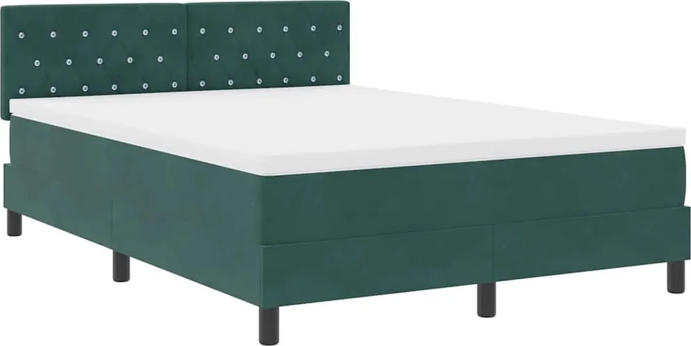 Postel s boxspringem s matrací Tmavě zelená 140 x 190 cm samet 3339107